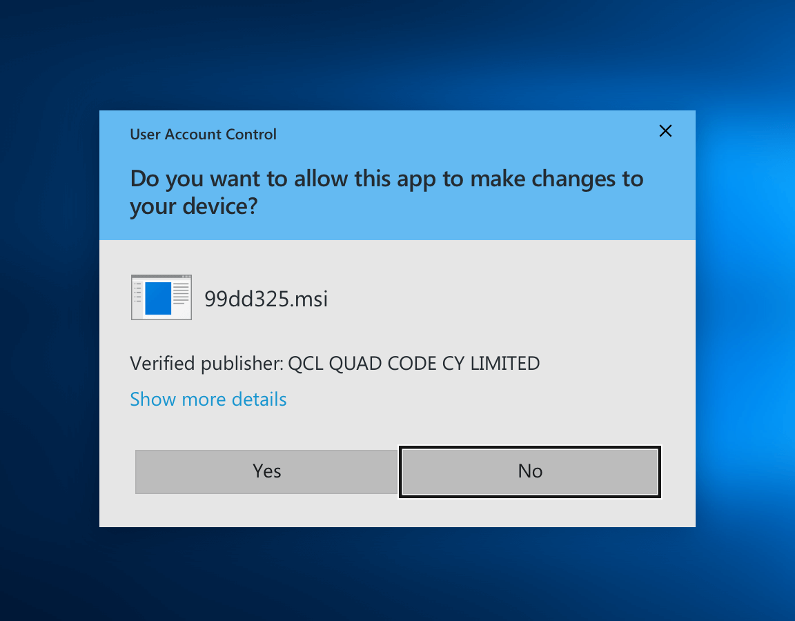 Installing application for Windows OS